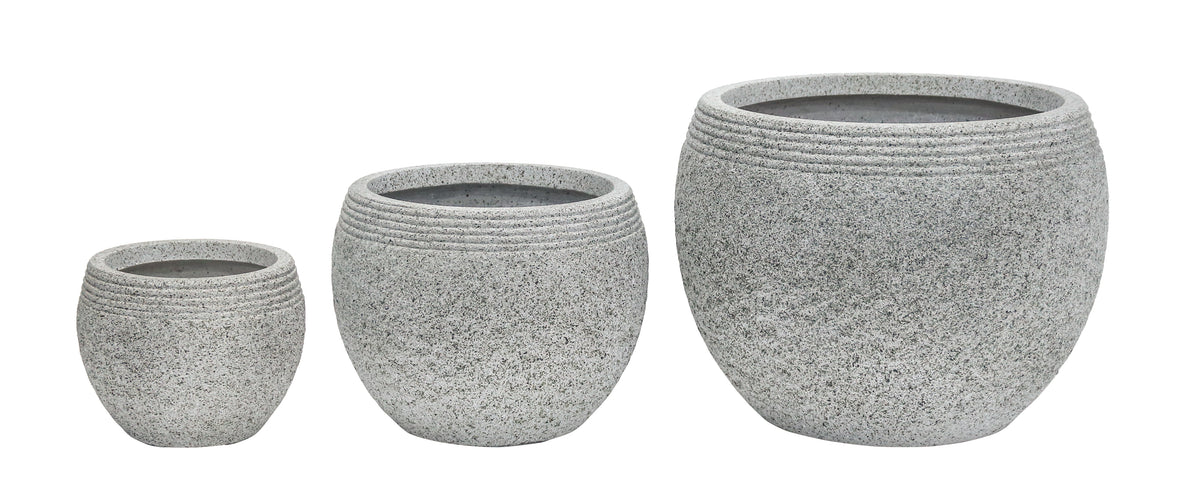 IP50022 FIBRECLAY LOW BOWL PLANTER w/LINE S/3 – Green Import Limited