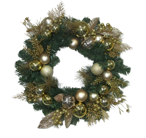 XM14053 MIXED PINE/ORNAMENT WREATH 24" – Green Import Limited