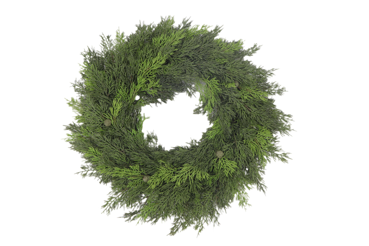 XM14325 CEDAR/BABY PINECONE WREATH 18" – Green Import Limited
